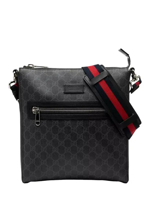 Gucci Gg Supreme Web Messenger Bag - Black