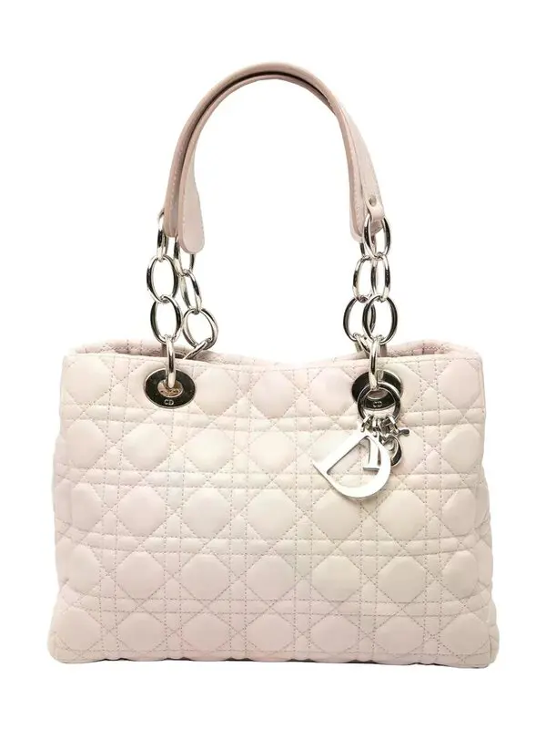 Dior 2011 Medium Lambskin Cannage Lady Soft Shopping Tote Bag - Pink