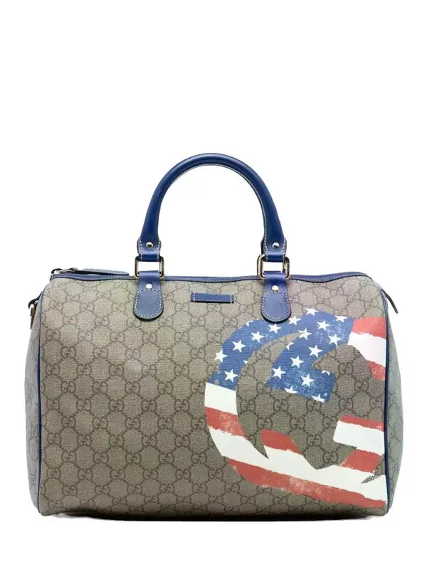 Gucci Gg Supreme American Flag Boston Bag - Brown
