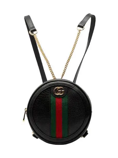 Gucci Leather Mini Round Ophidia Backpack - Black