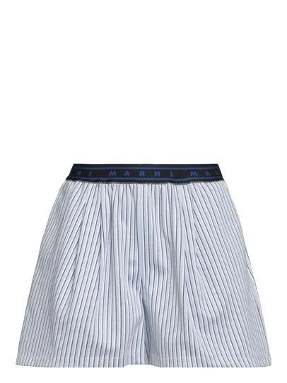 Marni Striped High-waisted Jersey Shorts - Sky Blue