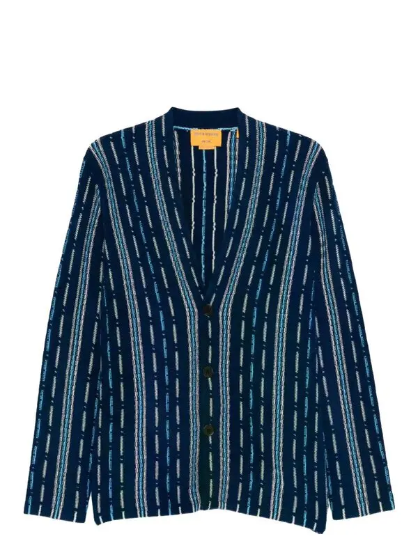 Guest In Residence Striped V-neck Cardigan - Blue