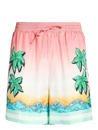 Casablanca Silk Hawaiian-print Shorts - Salmon Pink