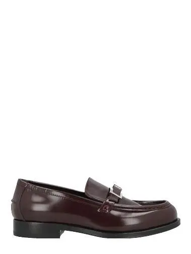 SERGIO ROSSI Burgundy Leather Loafers - Red
