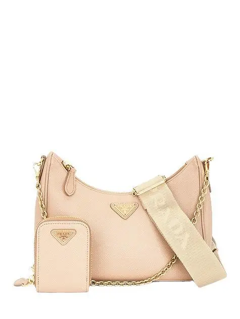 FWRD RENEW Prada Re-edition 2005 Saffiano Shoulder Bag - Beige