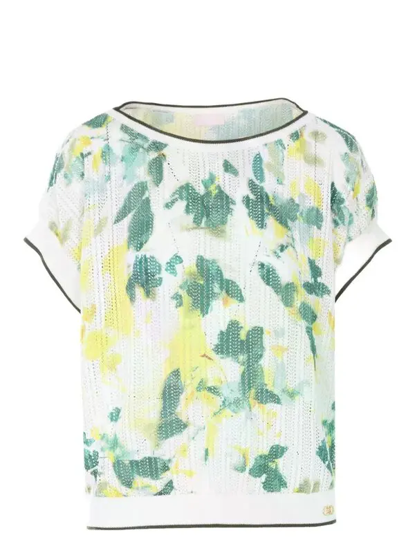 Liu Jo Floral-print Boat-neck T-shirt - White