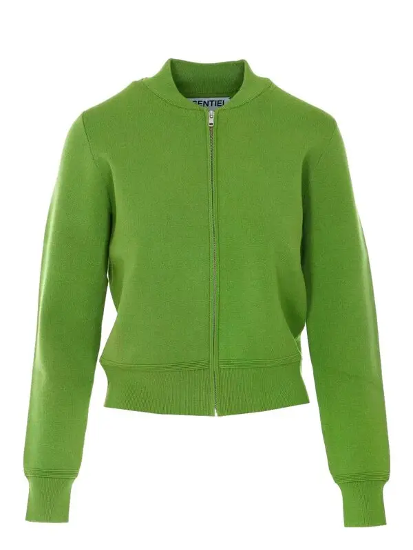 Essentiel Antwerp Embroidered Knitted Bomber Jacket - Green