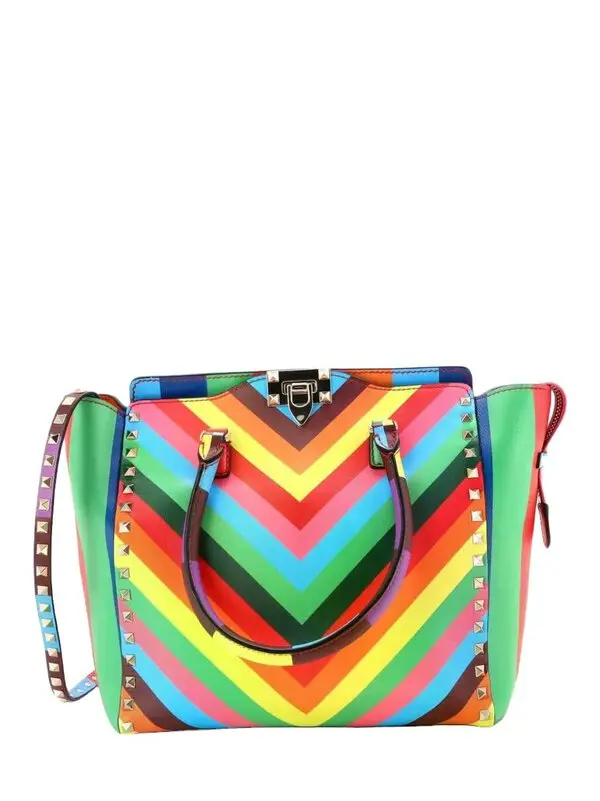 Valentino Garavani 1973 Rockstud Striped Small Tote Bag - Multicolour