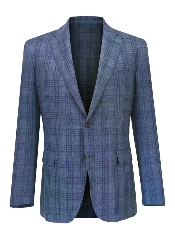 Canali Plaid Notched Lapel Blazer - Blue