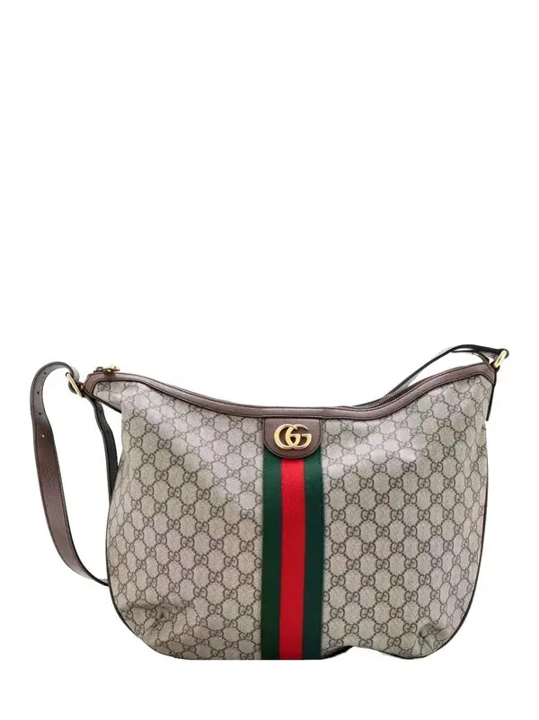 Gucci Ophidia Half Moon Gg Coated Canvas Large Hobo Bag - Brown