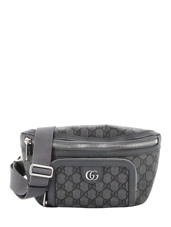 Gucci Ophidia Front Pocket Zip Gg Coated Canvas Medium Belt Bag - Grey