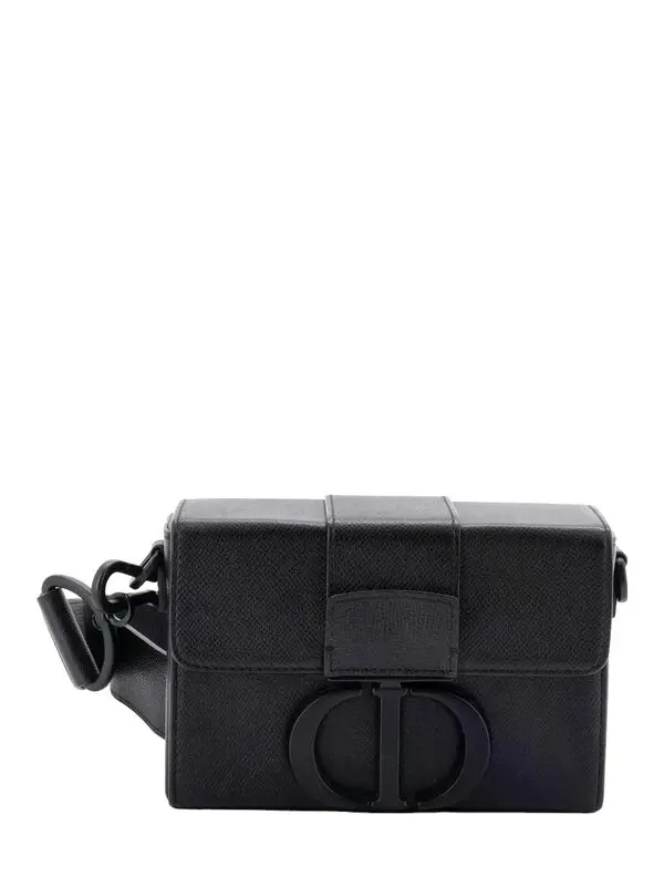 Dior Ultra Matte 30 Montaigne Box Bag Leather Shoulder Bag - Black
