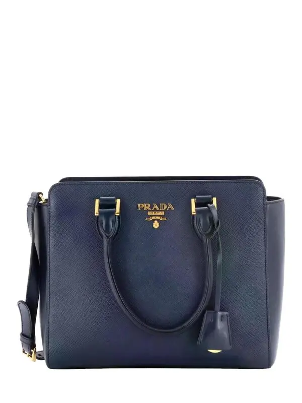 Prada Convertible Open Saffiano Leather Small Tote Bag - Blue