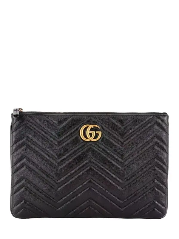 Gucci Gg Marmont Matelassé Leather Clutch - Black
