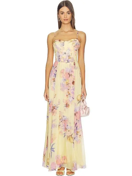 Hemant & Nandita Corseted Long Dress - Yellow