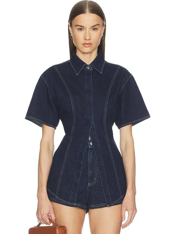 NAKEDVICE The Watson Short Sleeve Shirt - Dark Indigo