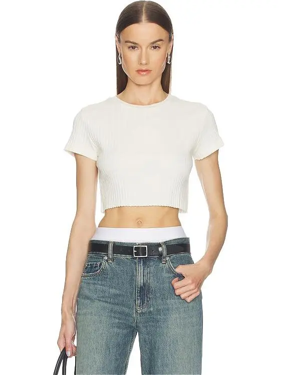 RE/DONE Cropped 60s Slim Tee - Vintage White
