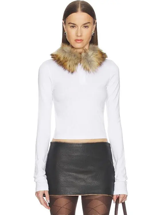 We11Done Faux Fur Collar T-shirt - White