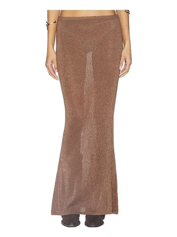 Superdown Shelly Maxi Skirt - Brown Metallic