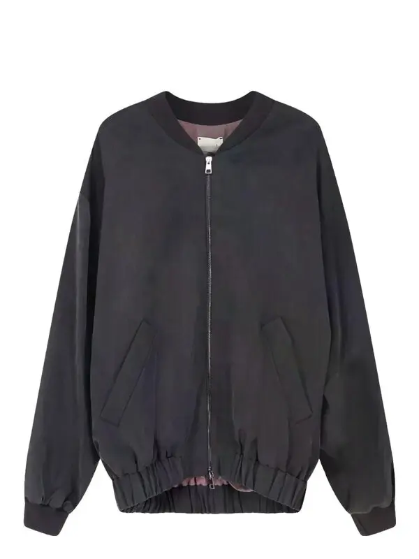 ALYSI Ribbed Knit Bomber - Grey