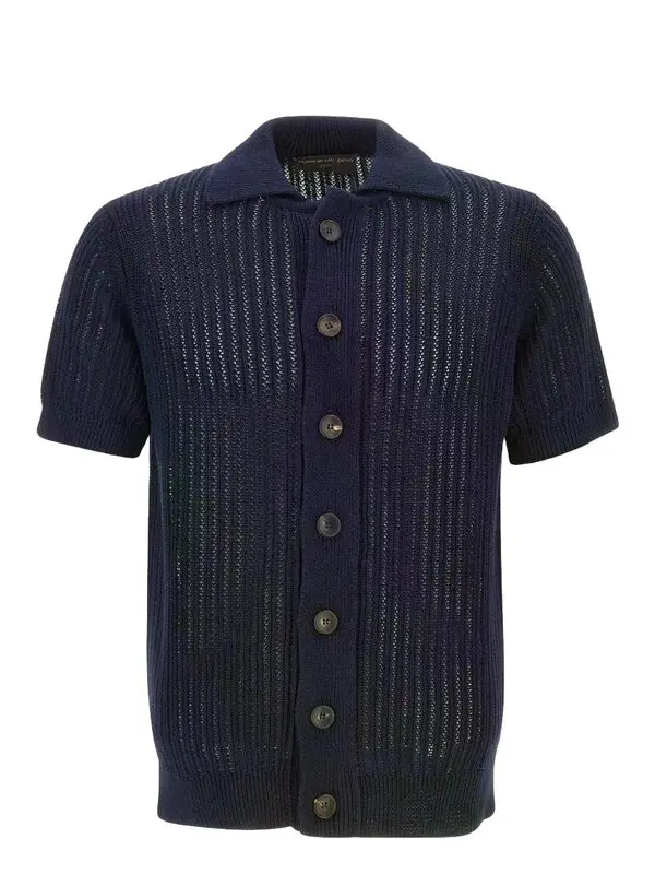 FILIPPO DE LAURENTIIS Button Textured Cotton Shirt - Blue