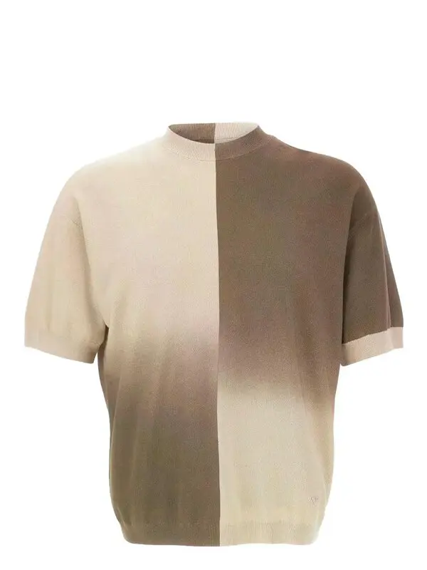 Emporio Armani Textured Knit Gradient Cotton Sweater - Brown