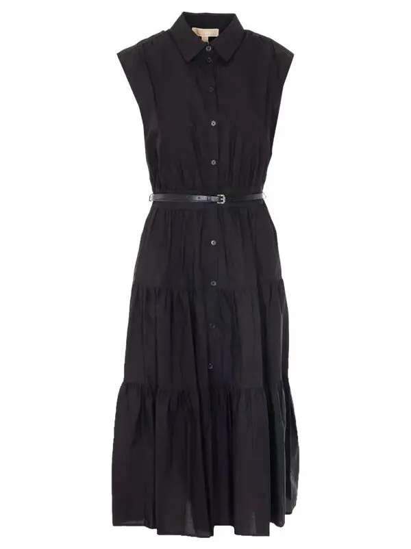 Michael Kors Shirt-collar Midi Dress - Black