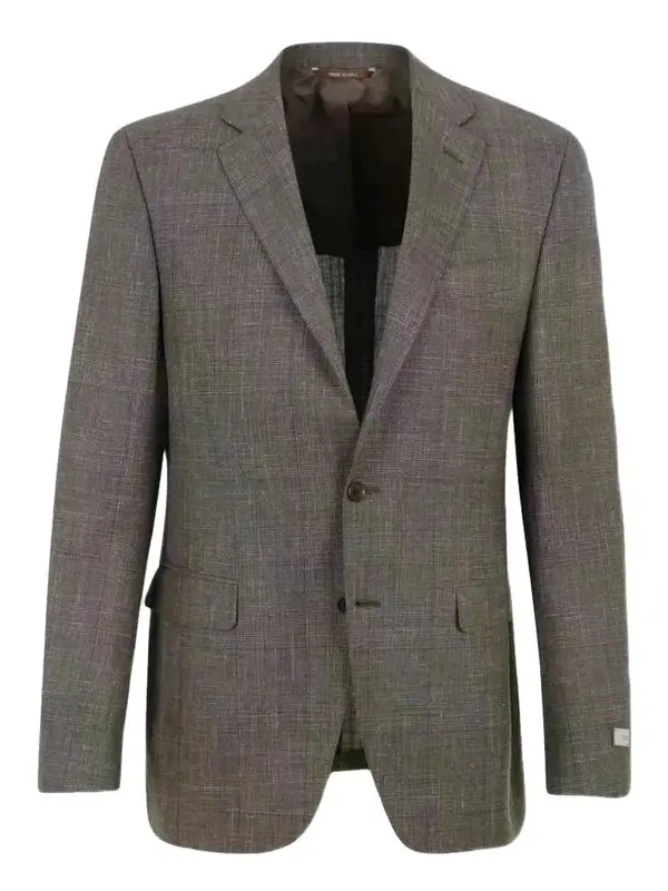 Canali Checked Button Suit - Brown