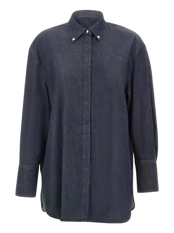 ELENA MIRÒ Pointed-collar Cotton Shirt - Blue
