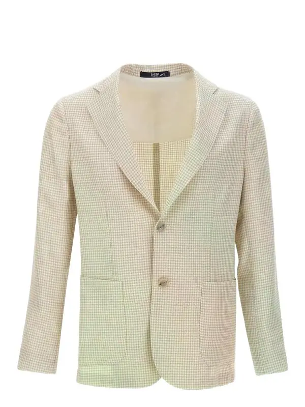 BARBA NAPOLI Easy J Mono Houndstooth Buttoned Blazer - Neutrals