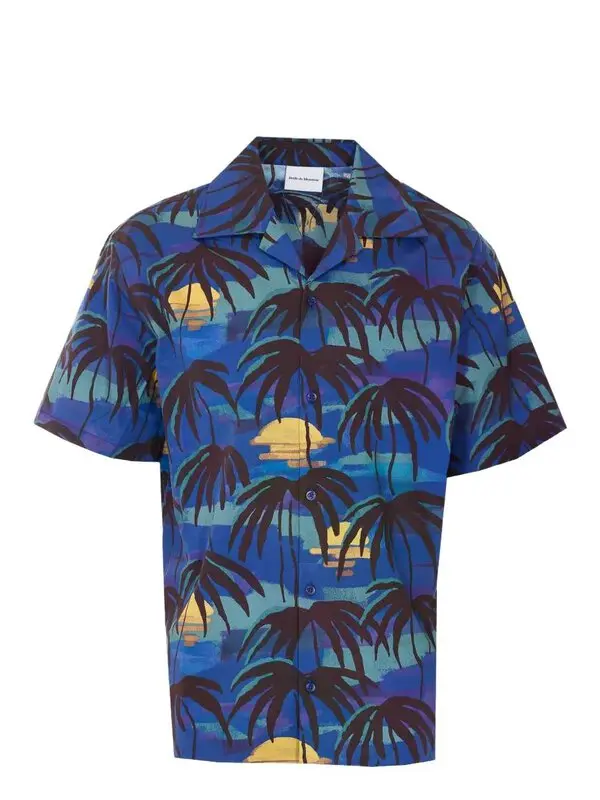 Drole De Monsieur Palm-tree Short-sleeve Shirt - Blue