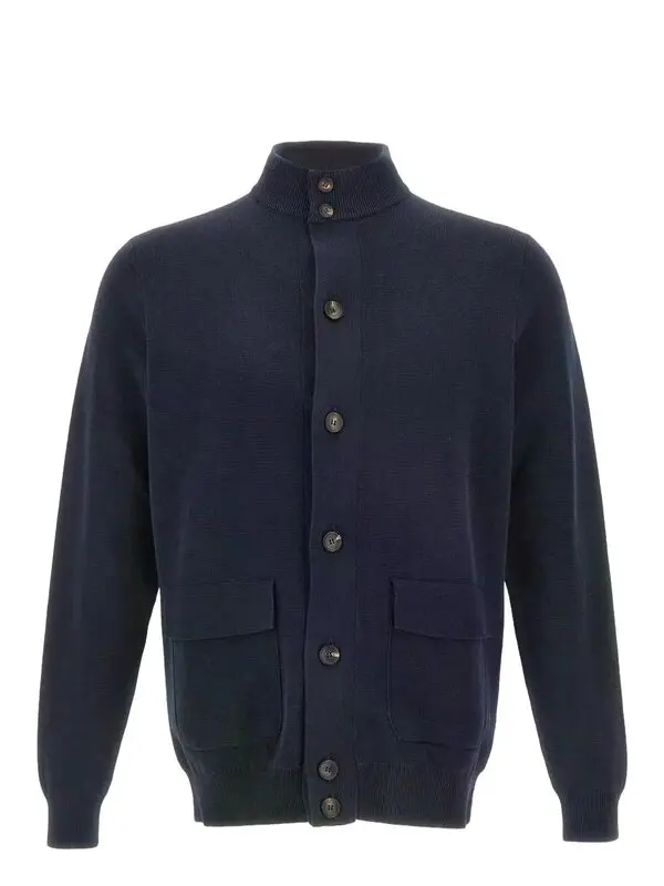 FILIPPO DE LAURENTIIS Button-front Cardigan With Pockets - Blue