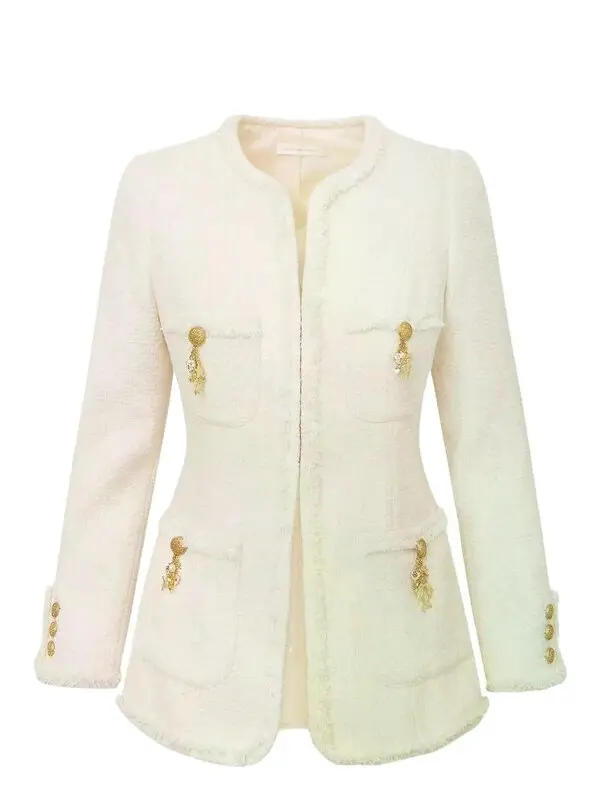 LoveShackFancy Embellished Fringed Jacket - Neutrals