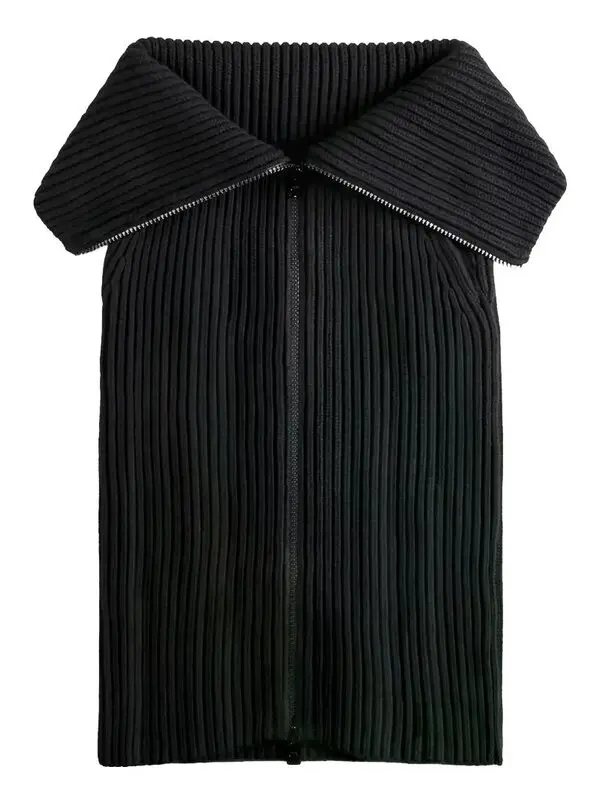 TOD'S Ribbed Knit Zip Skirt - Black