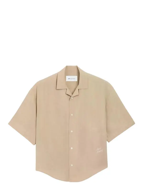 Ami Embroidered Short-sleeve Shirt - Neutrals