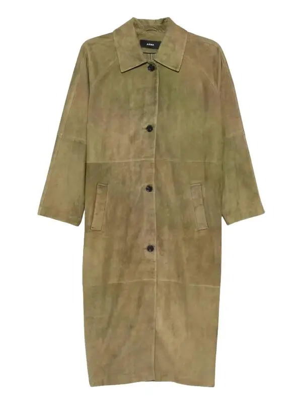 ARMA Judy Button Suede Coat - Green