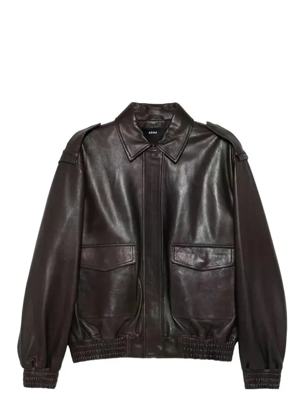 ARMA Astra Leather Bomber Jacket - Brown