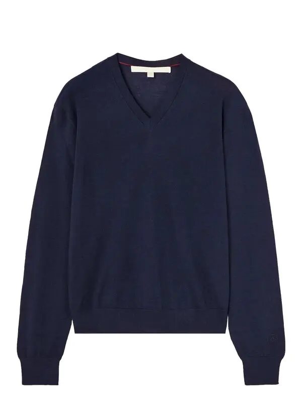 RÙADH Oscar Embroidered Merino Wool Sweater - Blue