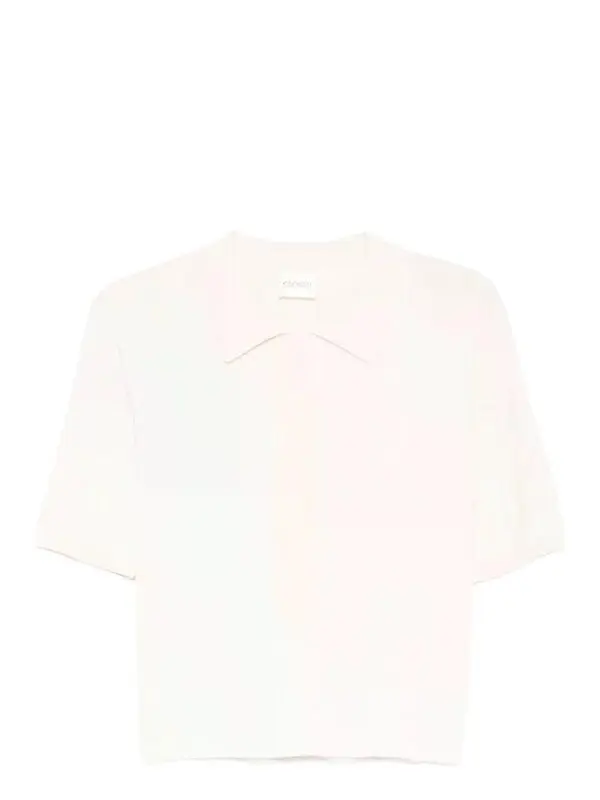 Closed Ribbed Knit Polo Top - Pink