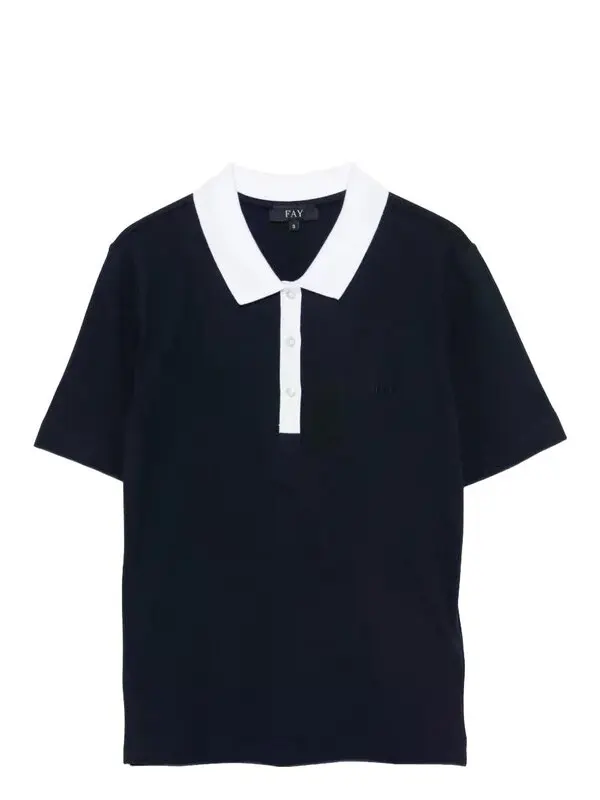 FAY Collared Button Polo Shirt - Blue