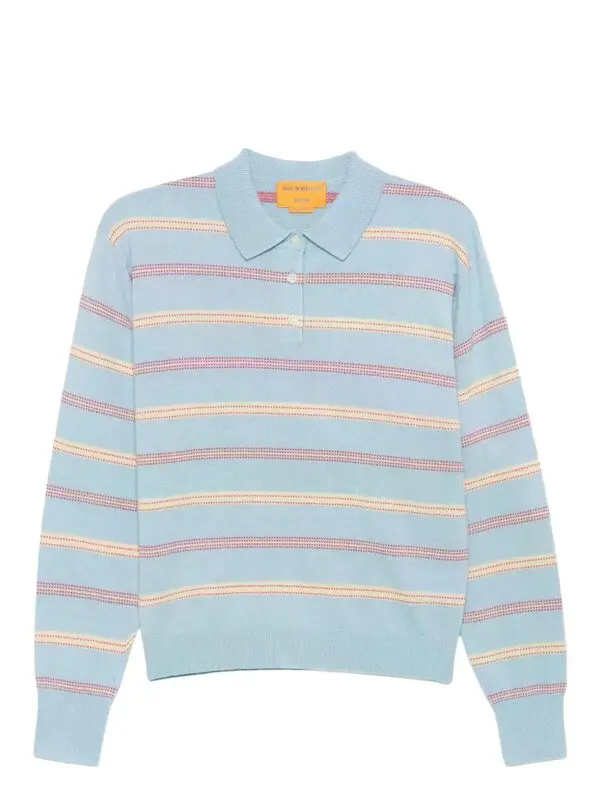 Guest In Residence Collegiate Striped Polo Top - Blue