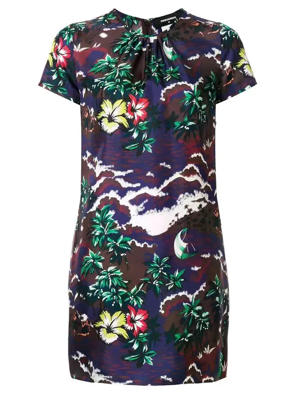 Dsquared2 Short Printed Dress - Purple