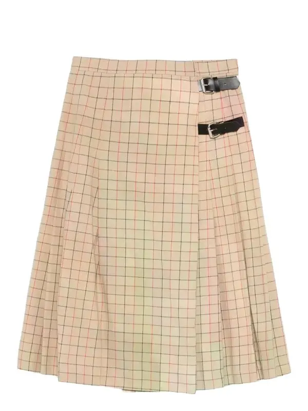 Barbour Hollington Buckle-fastening Tattersall Midi Skirt - Neutrals