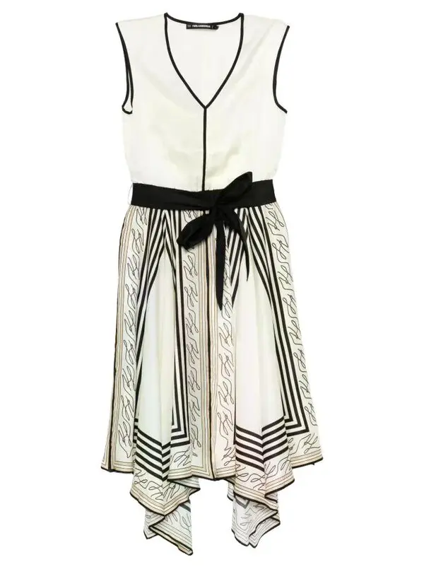 Karl Lagerfeld Scarf Print Dress - Neutrals