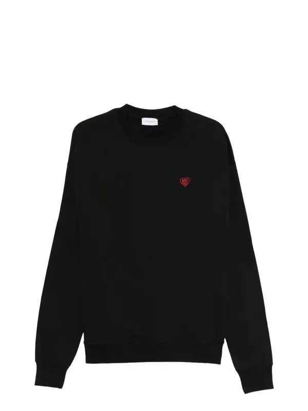 FAMILY FIRST Heart-embroidered Sweatshirt - Black