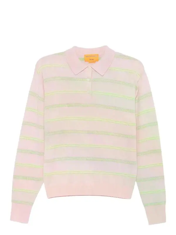 Guest In Residence Collegiate Striped Collared Polo Shirt - Pink
