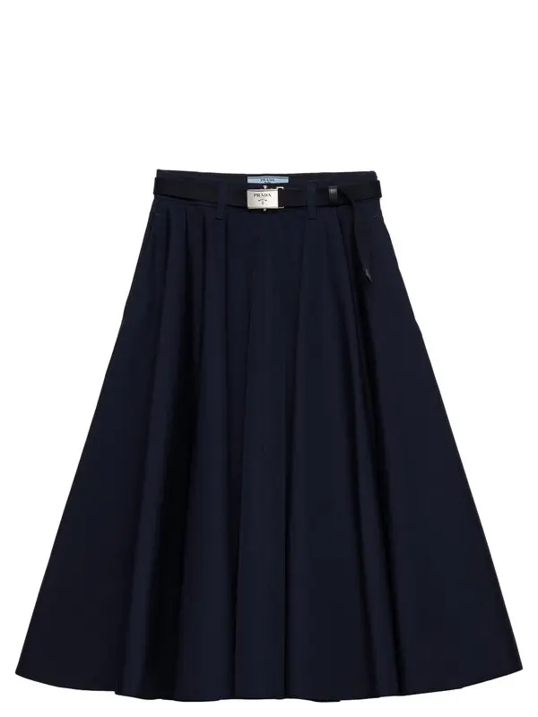 Prada Poplin Midi-skirt - Navy