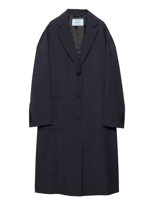 Prada Single-breasted Light Wool Coat - Blue
