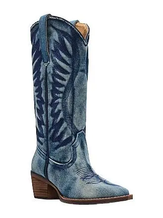 Pink Steve Madden Albany Denim Boots - Blue
