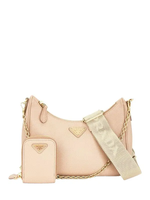 Prada Re-edition 2005 Saffiano Shoulder Bag - Beige